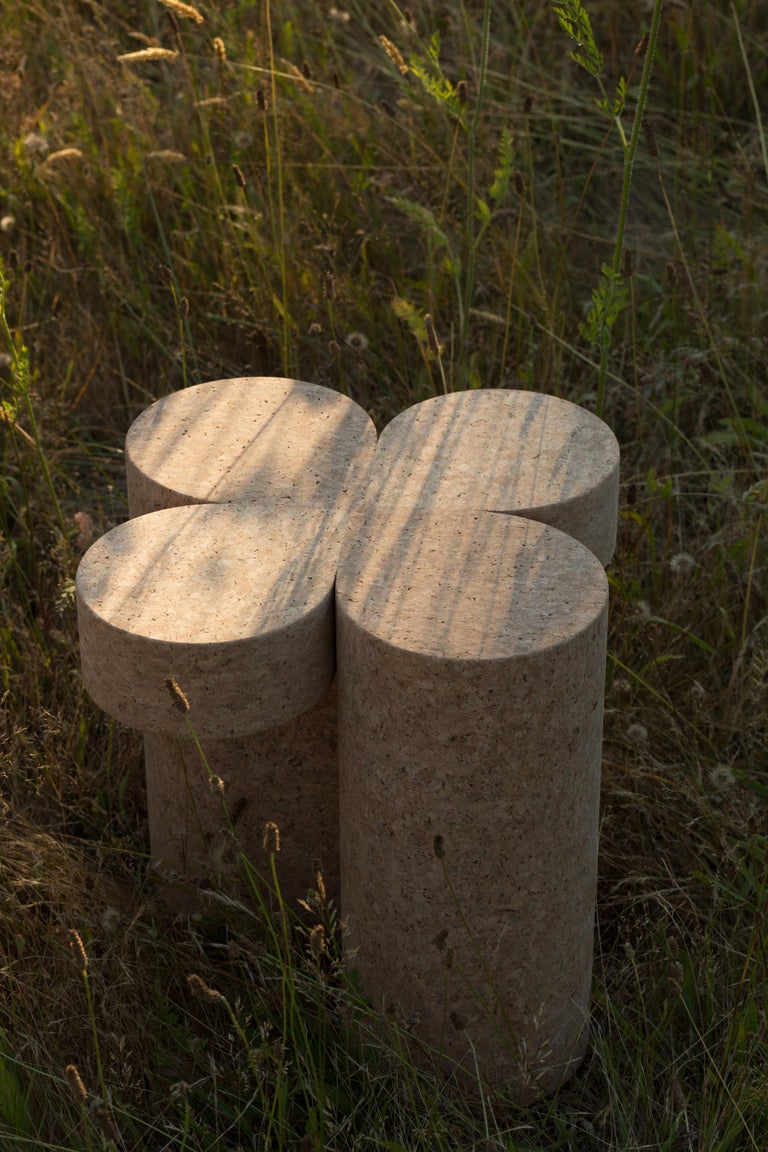 Clover Solid Cork Contemporary Sculptural Carved Side Drinks Table ...