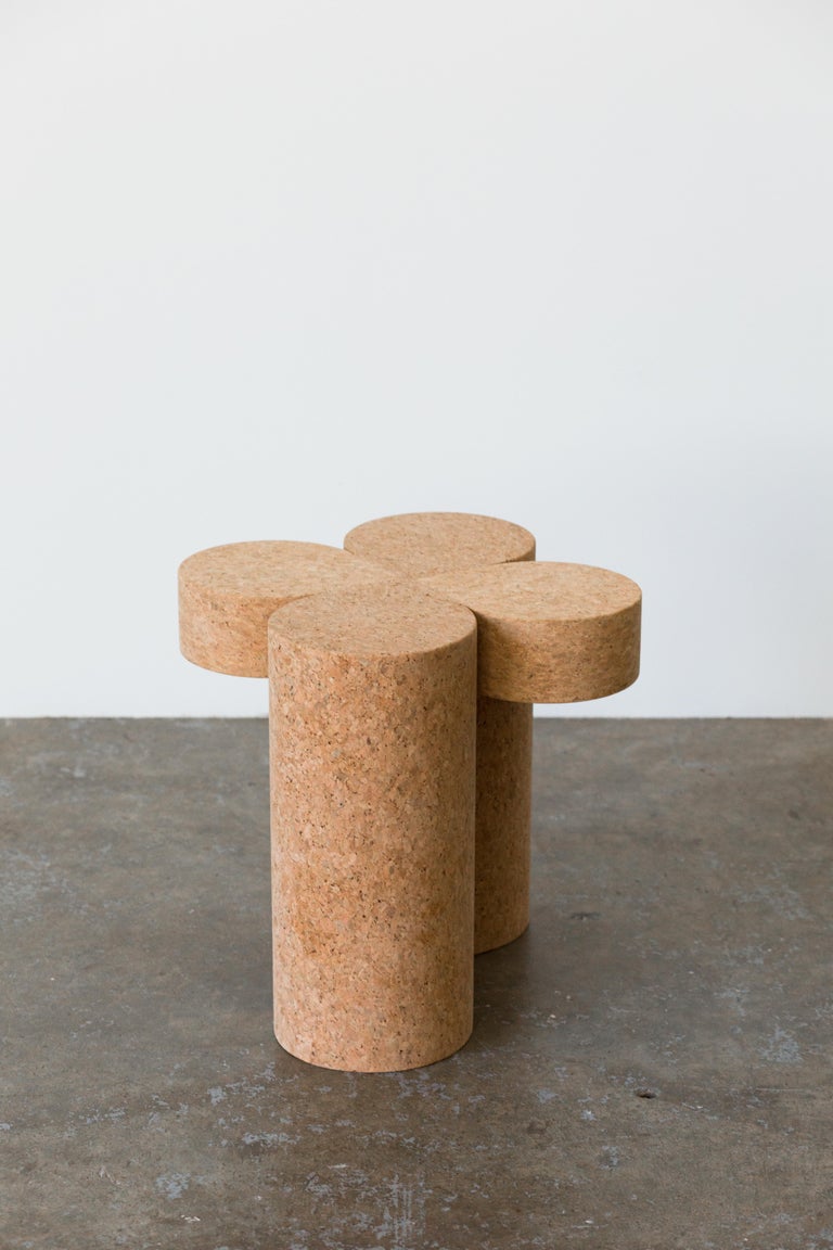 Clover Solid Cork Contemporary Sculptural Carved Side Drinks Table ...