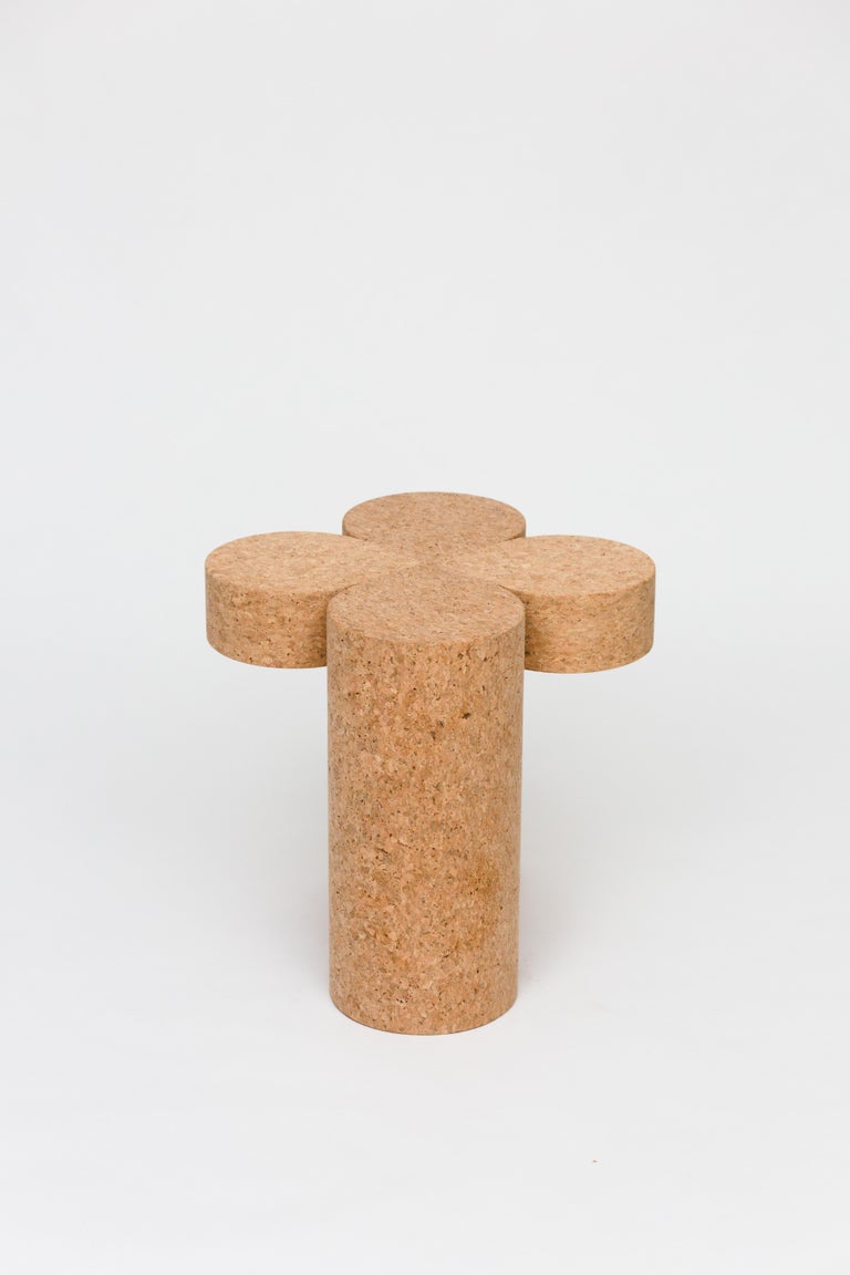 Clover Solid Cork Contemporary Sculptural Carved Side Drinks Table ...