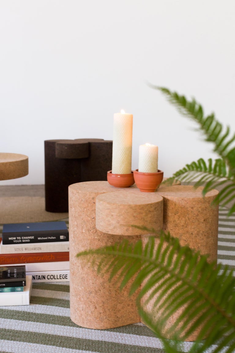 Clover Solid Cork Contemporary Sculptural Carved Side Drinks Table ...