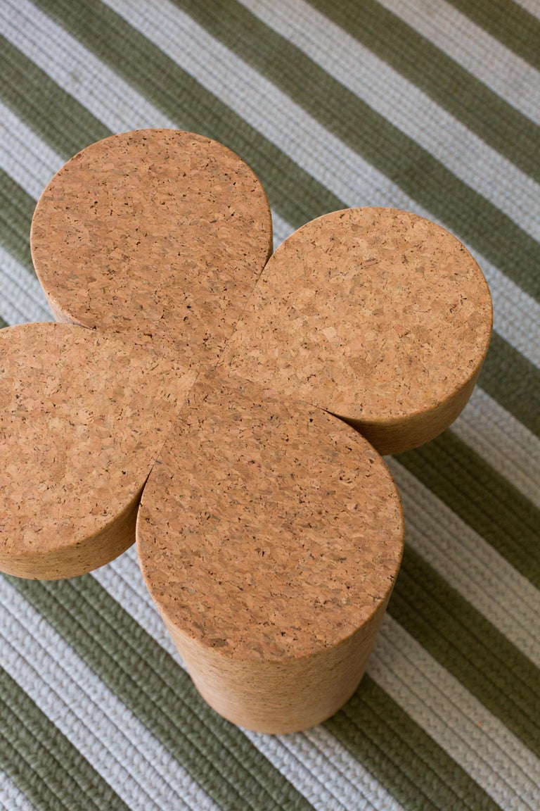 Clover Solid Cork Contemporary Sculptural Carved Side Drinks Table ...