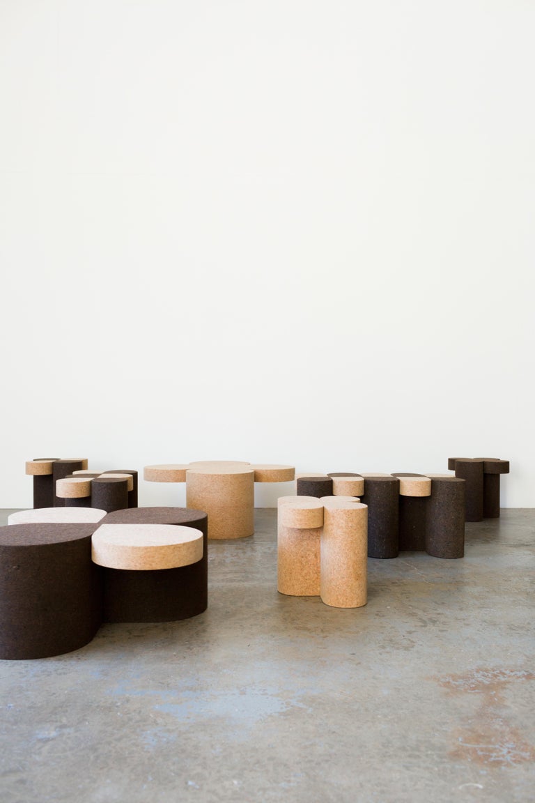 Clover Solid Cork Contemporary Sculptural Carved Side Table Small Mix ...
