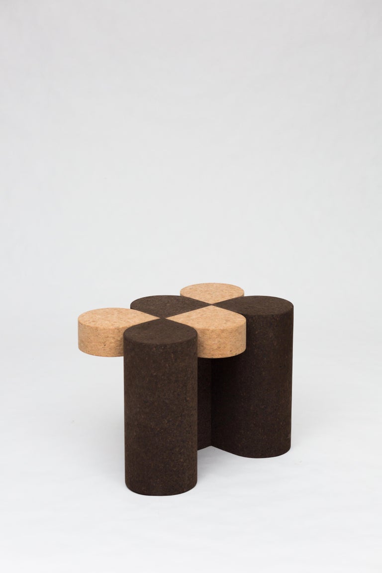 Clover Solid Cork Contemporary Sculptural Carved Side Table Small Mix ...
