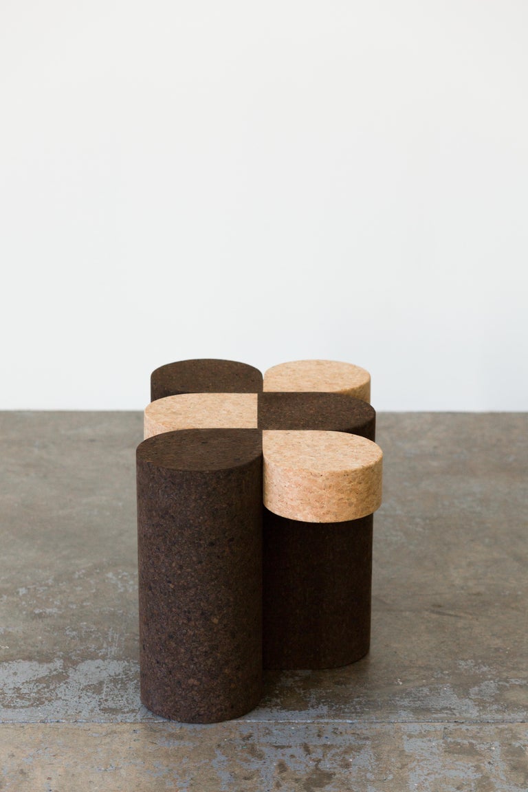 Clover Solid Cork Contemporary Sculptural Carved Side Table Small Mix ...