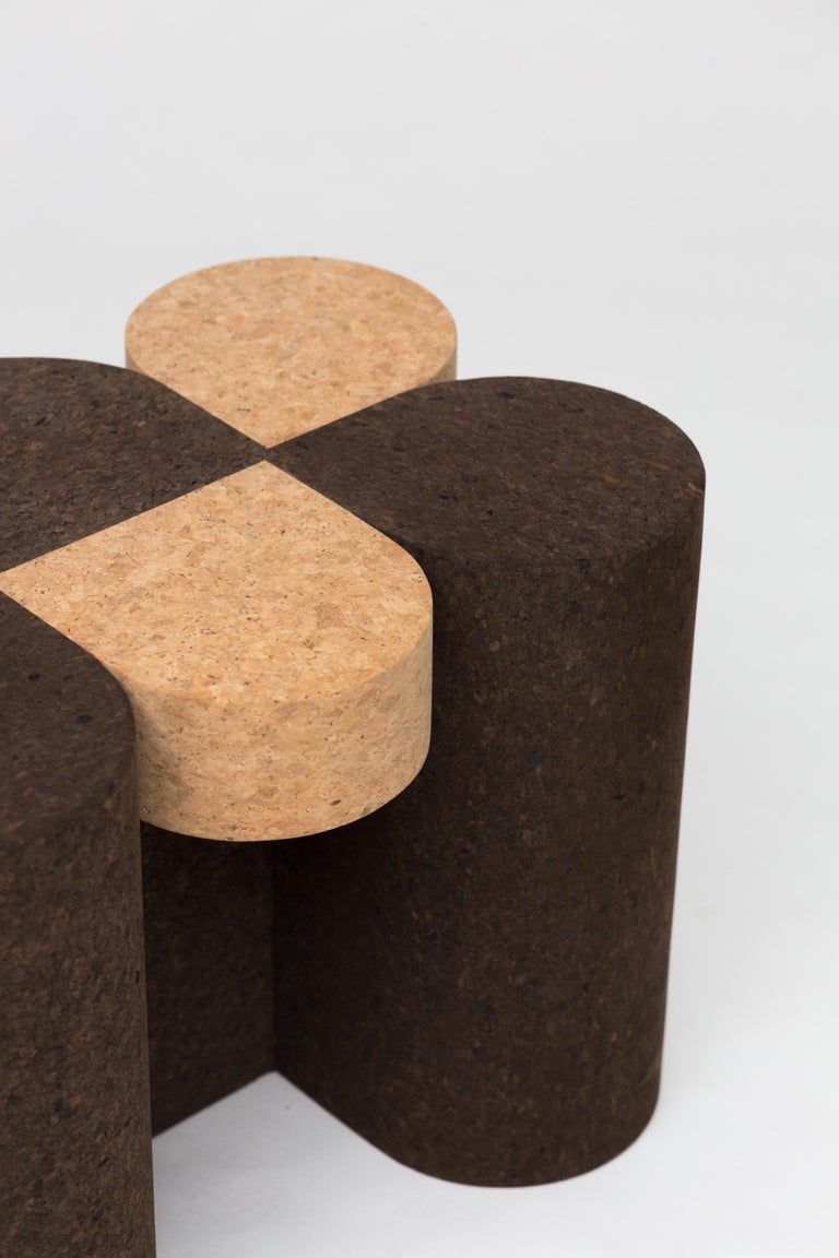 Clover Solid Cork Contemporary Sculptural Carved Side Table Small Mix ...