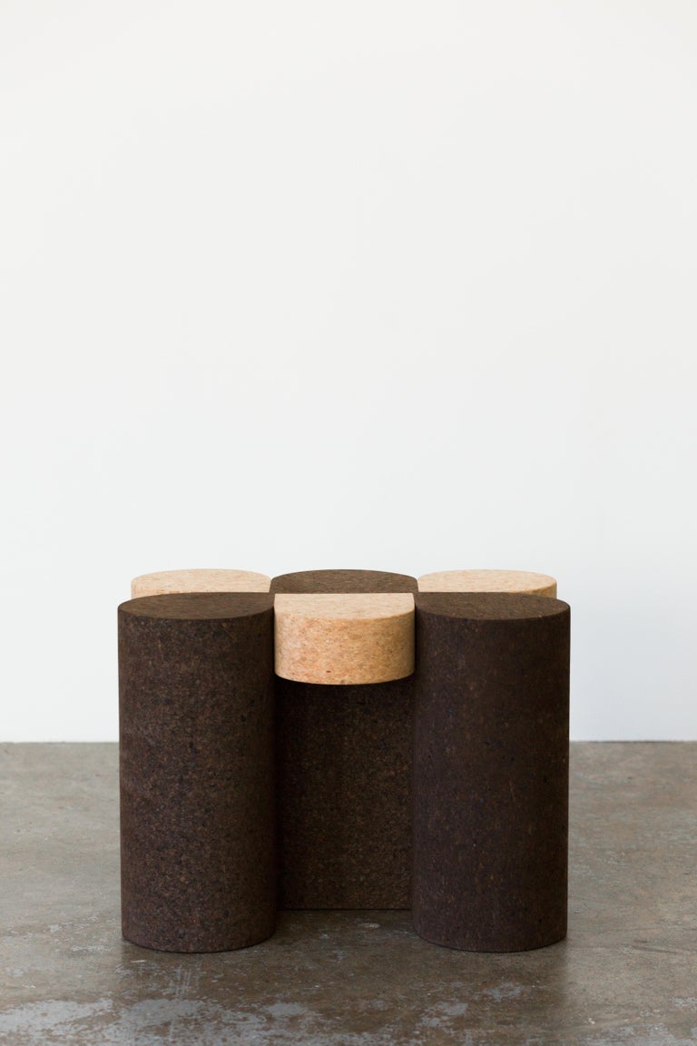 Clover Solid Cork Contemporary Sculptural Carved Side Table Small Mix ...