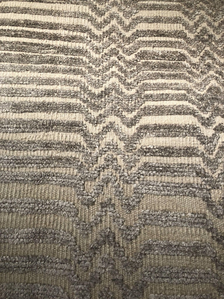 Clovis Cream and Chocolate Hand-Knotted Wool Rug For Sale at 1stDibs