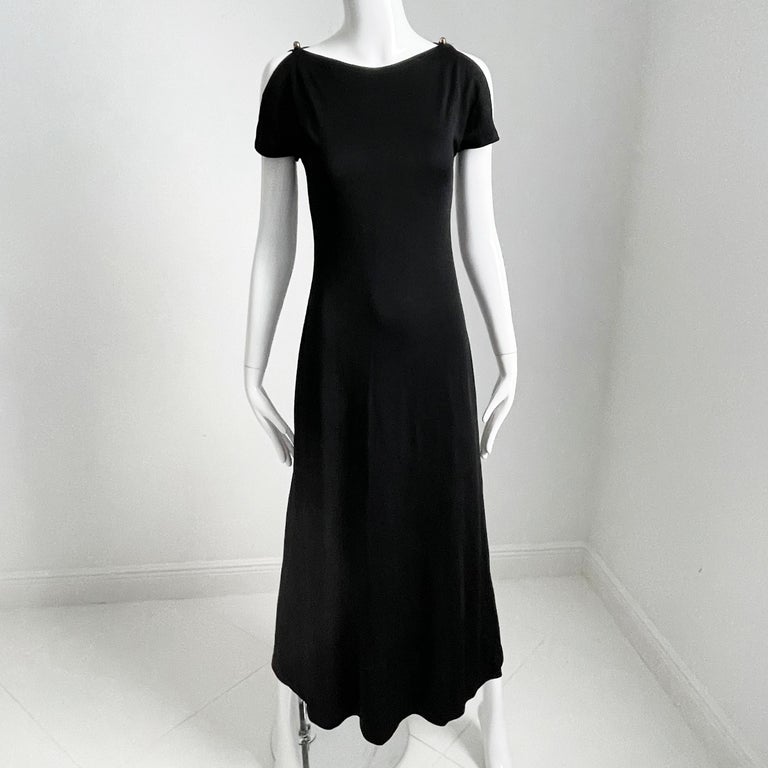 Clovis Ruffin Black Flutter Sleeve Maxi Dress Saks 5th Ave Young ...