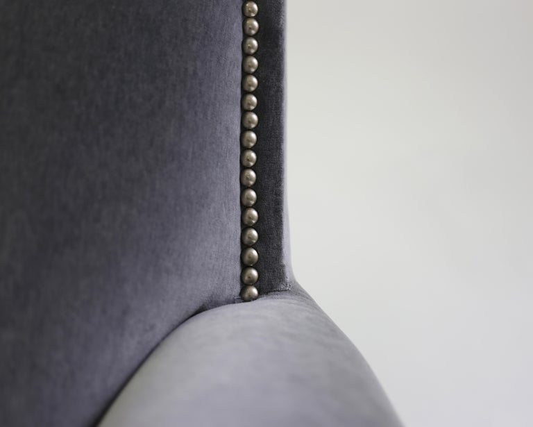 Club Chair with Nail Trimmed Square Back with Scroll Arms and Loose ...