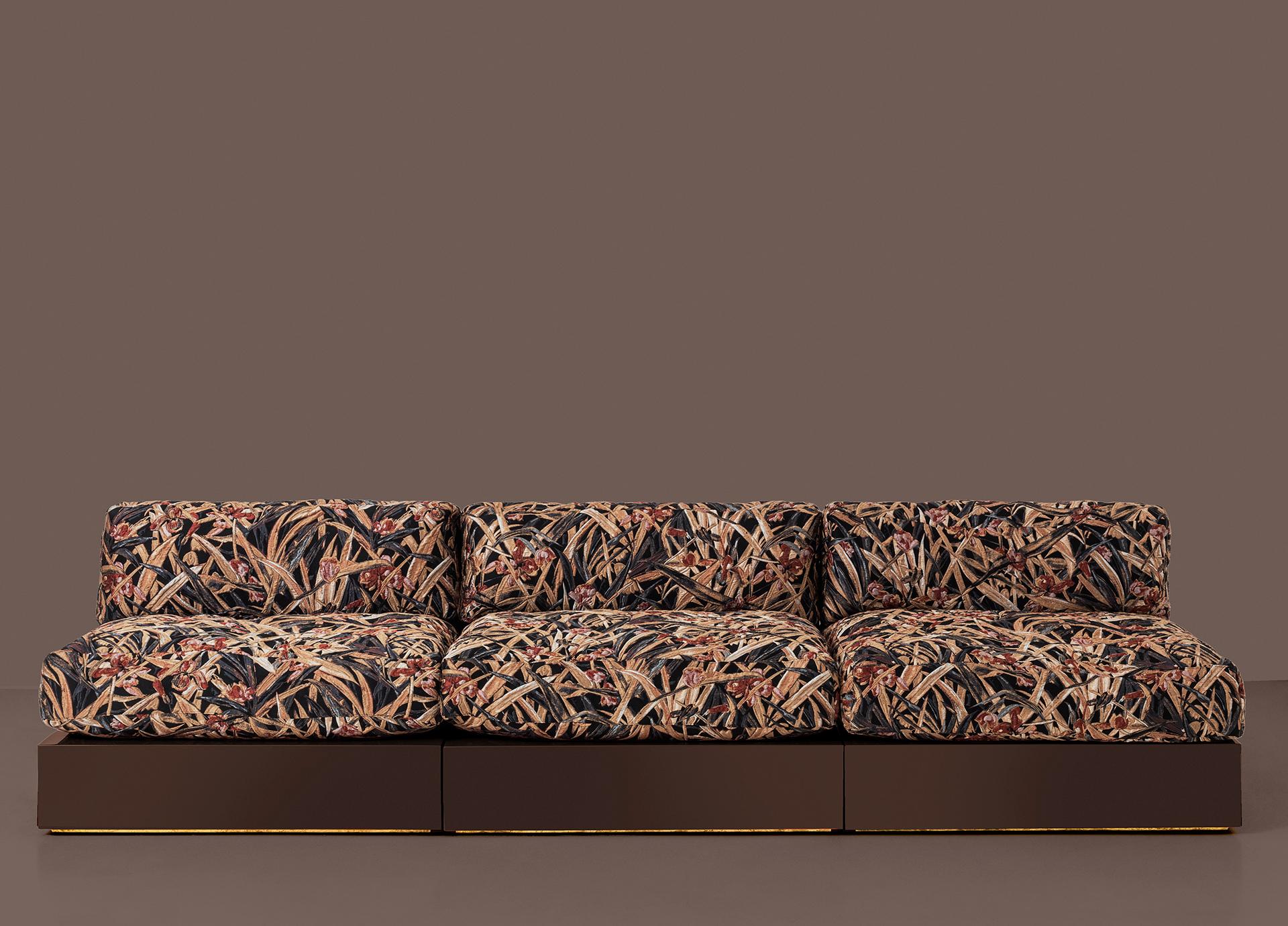 Club Sofa Chair in Lacquered Wood and Upholstered Cushions by ...