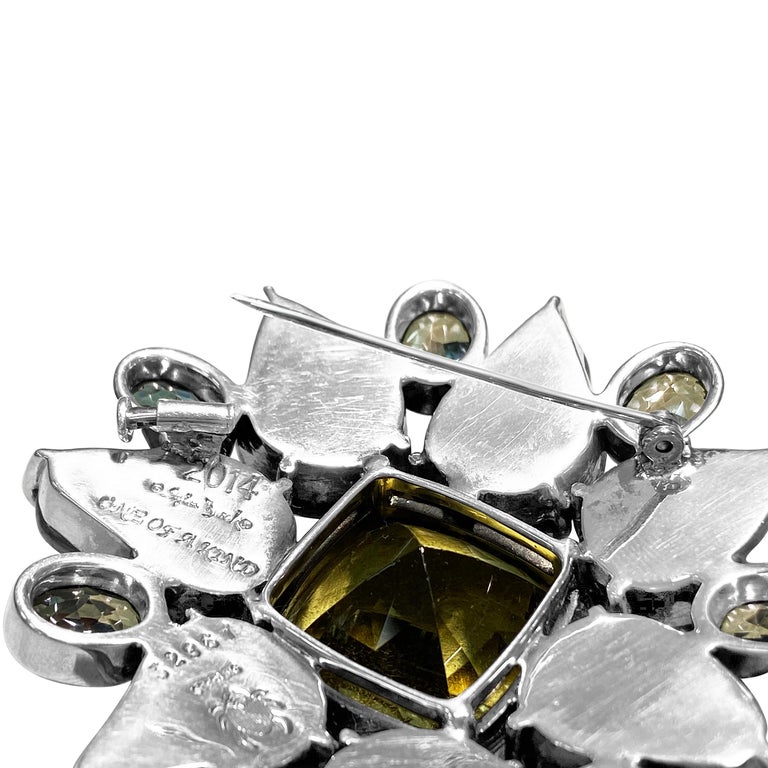 Stephen Dweck Cluster Broach with Faceted Lemon Quartz and Peacock ...