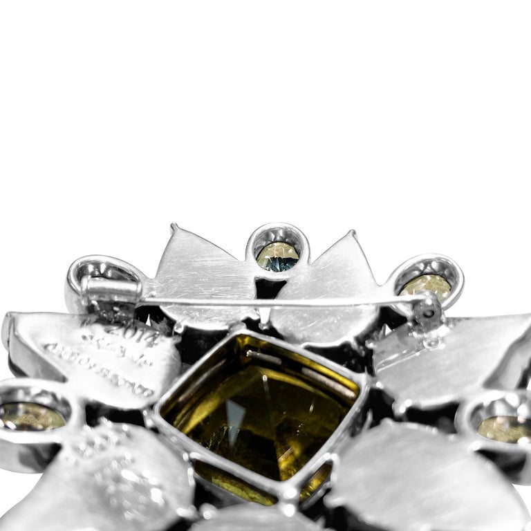 Stephen Dweck Cluster Broach with Faceted Lemon Quartz and Peacock ...