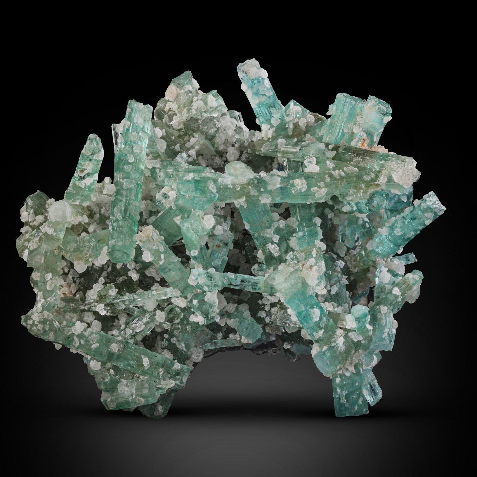 Cluster Of Light Blue Tourmaline Crystals With White Albite From ...