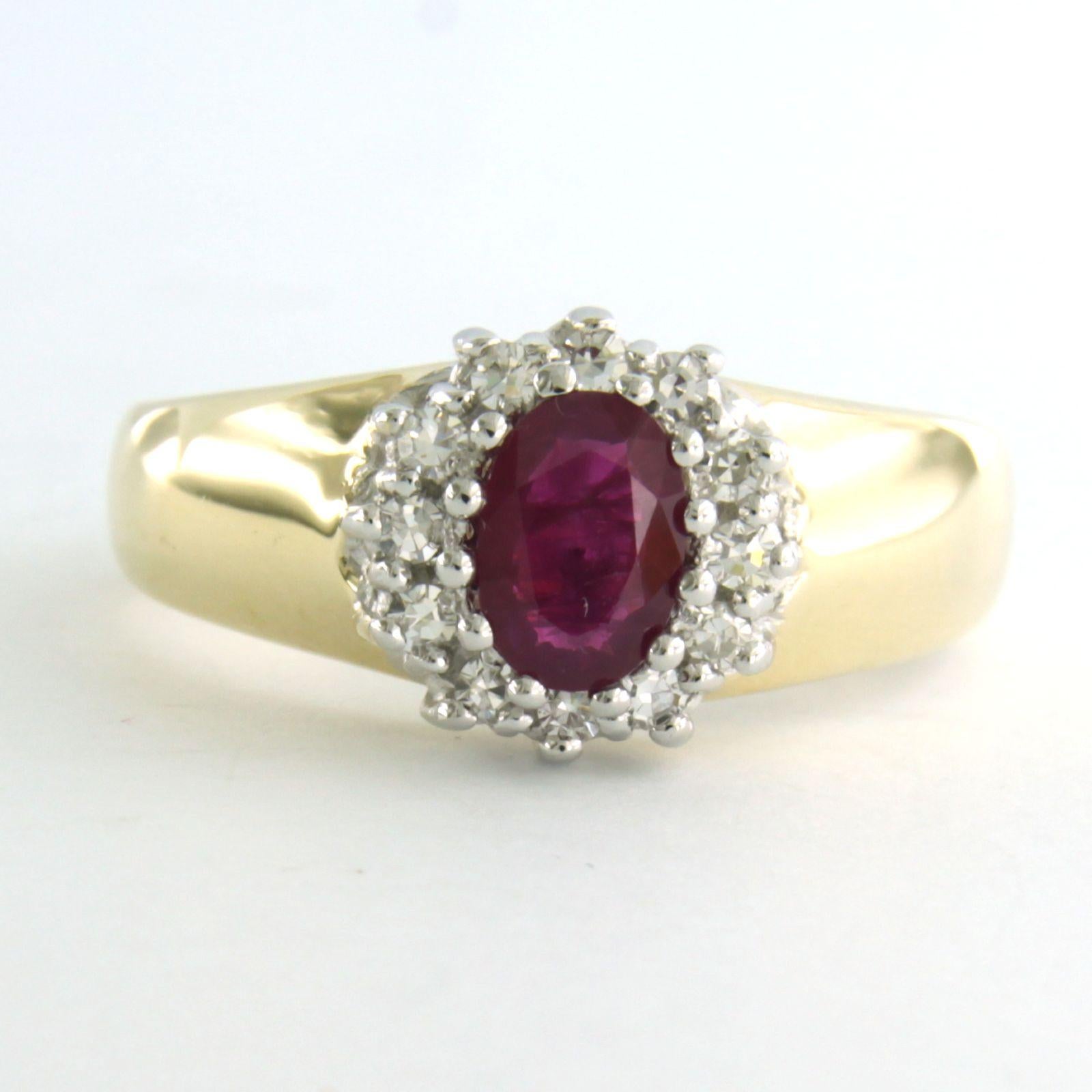Cluster Ring with ruby and single cut diamonds up to 0.25ct 14k ...