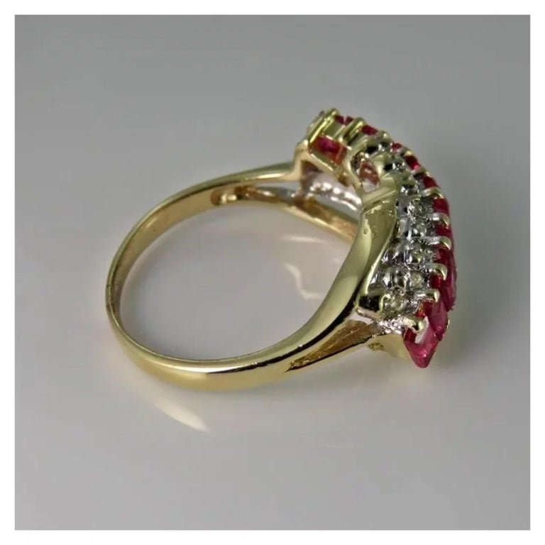 Customizable Cluster Ruby Diamond Wedding Ring Vintage Yellow Gold Ruby ...