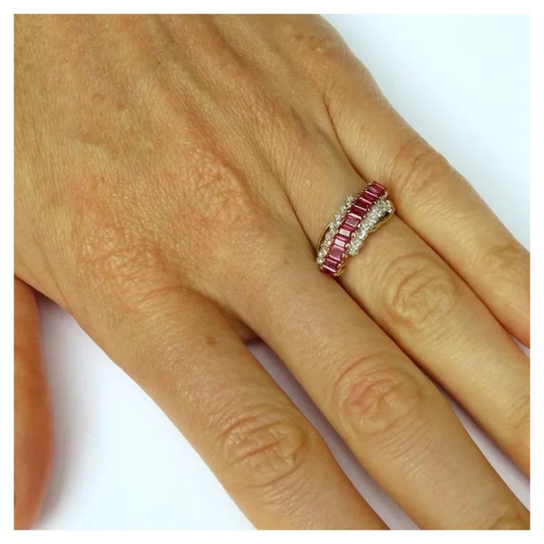 Customizable Cluster Ruby Diamond Wedding Ring Vintage Yellow Gold Ruby ...