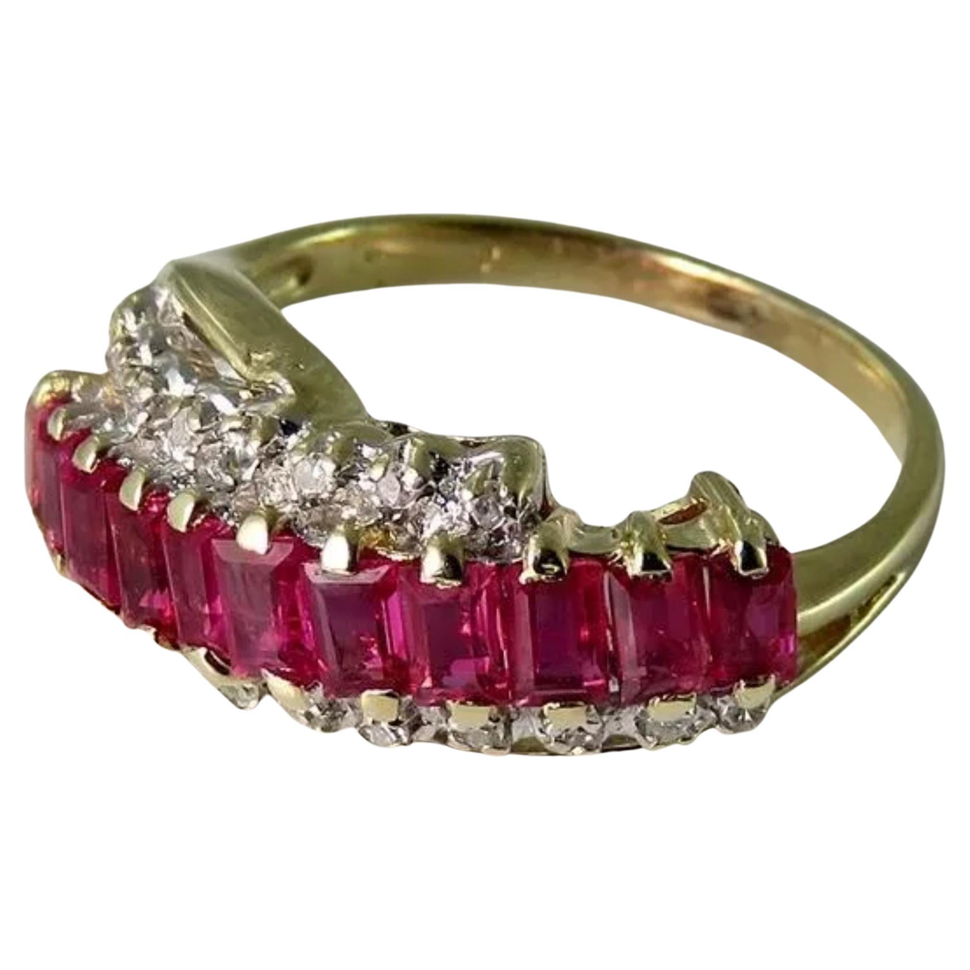 Burmese Ruby Gold Eternity Wedding Band Ring at 1stDibs