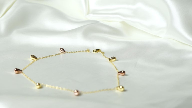 Clustered Alternate Chain Necklace, 18k Gold, Rose Gold For Sale at 1stDibs