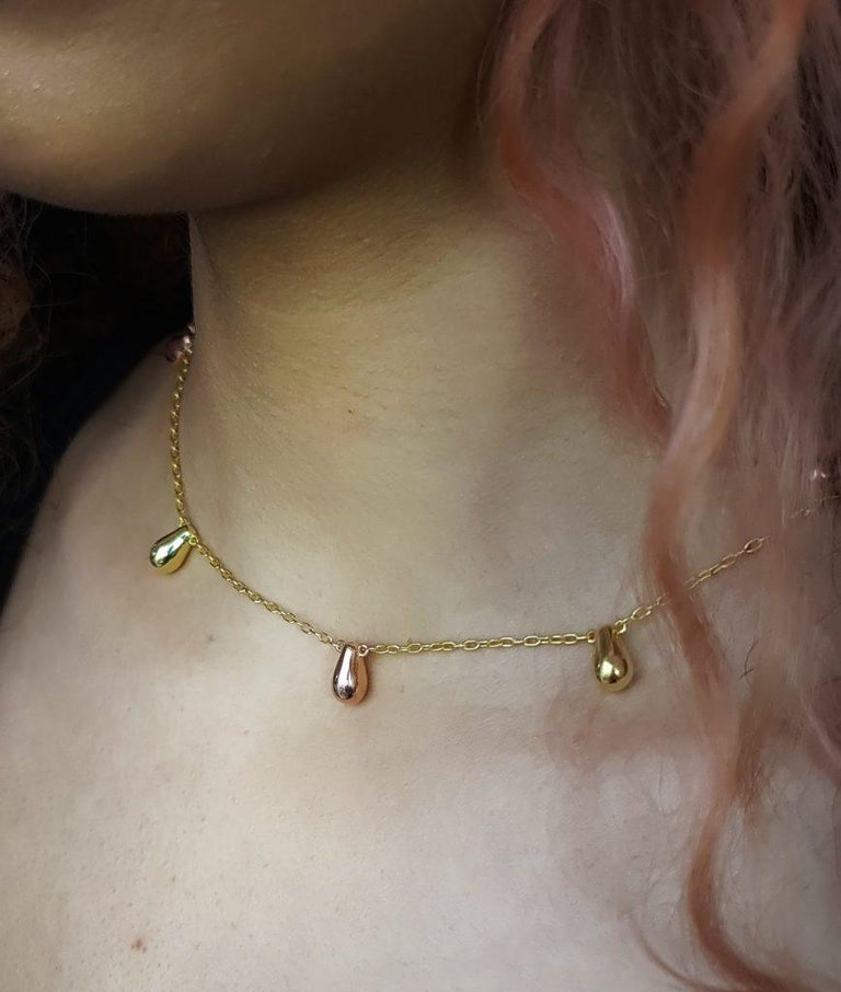 Clustered Alternate Chain Necklace, 18k Gold, Rose Gold For Sale at 1stDibs
