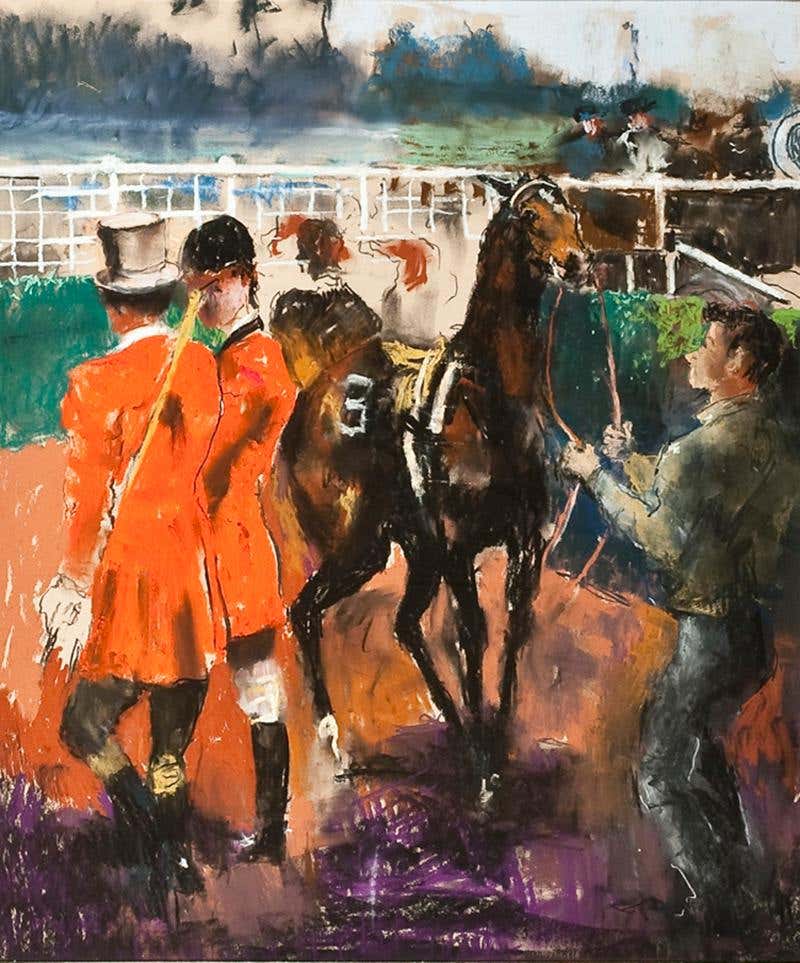 Randall Davey - Robert Davey "Potted Plant" Oil and Collage on Masonite ...