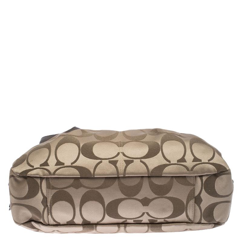 Coach Beige/Brown Signature Canvas and Leather Satchel For Sale at 1stDibs