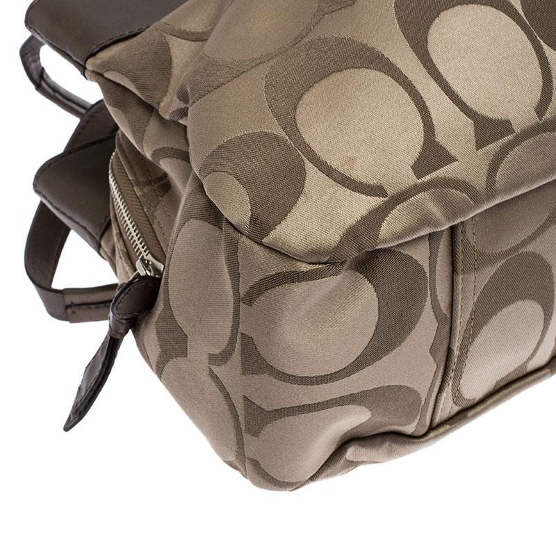 Coach Beige/Brown Signature Canvas and Leather Satchel For Sale at 1stDibs