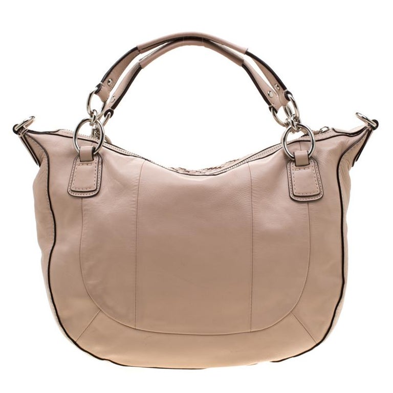 Coach Beige Leather and Woven Detail Kristin Shoulder Bag For Sale at ...