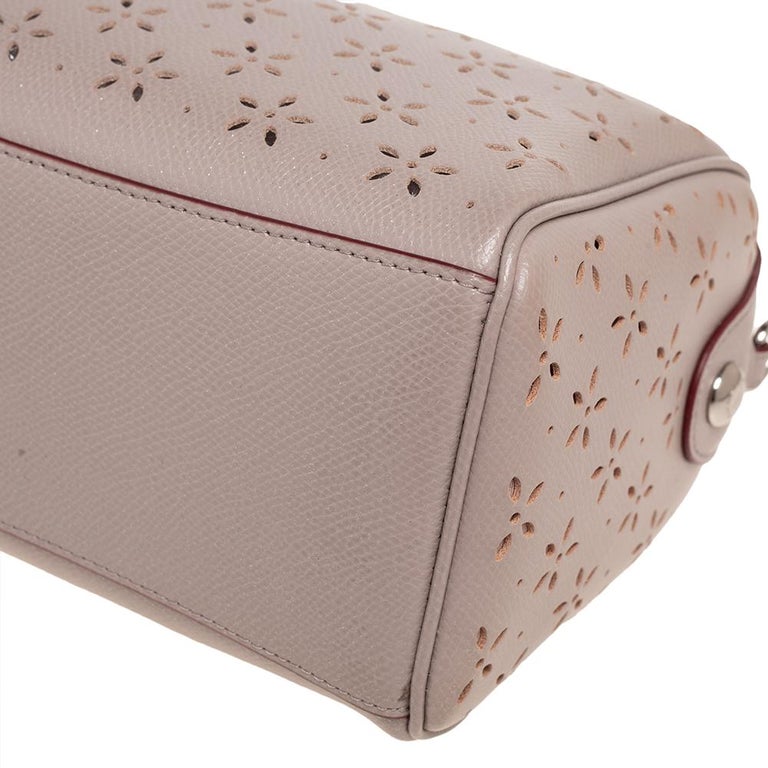 Coach Beige Shimmer Leather Mini Laser Cut Bennett Satchel at 1stDibs