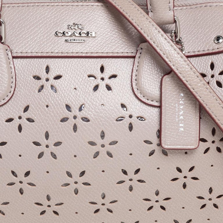 Coach Beige Shimmer Leather Mini Laser Cut Bennett Satchel at 1stDibs