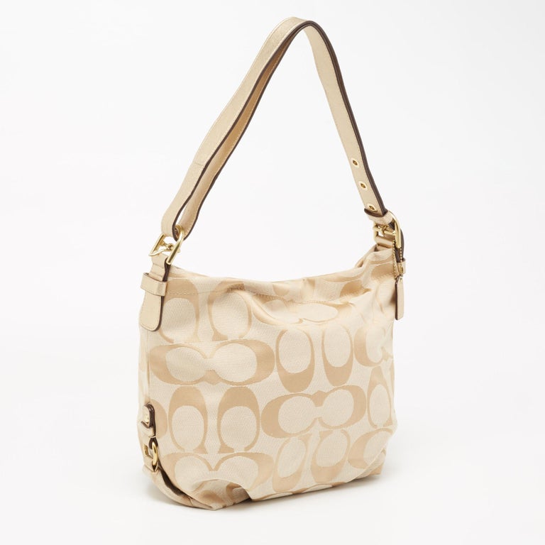 Coach Beige Signature Canvas and Leather Hobo For Sale at 1stDibs