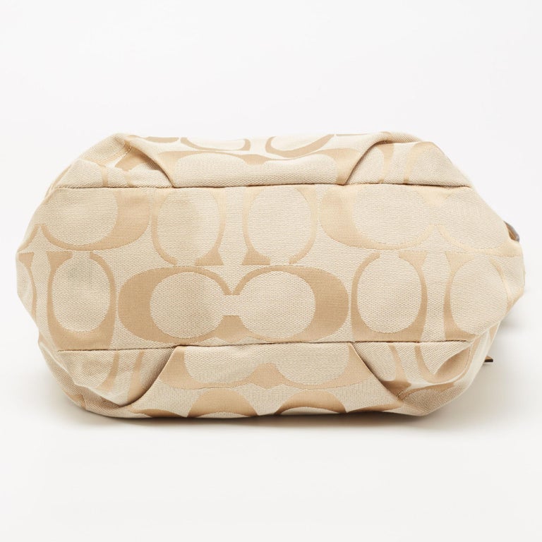 Coach Beige Signature Canvas and Leather Hobo For Sale at 1stDibs