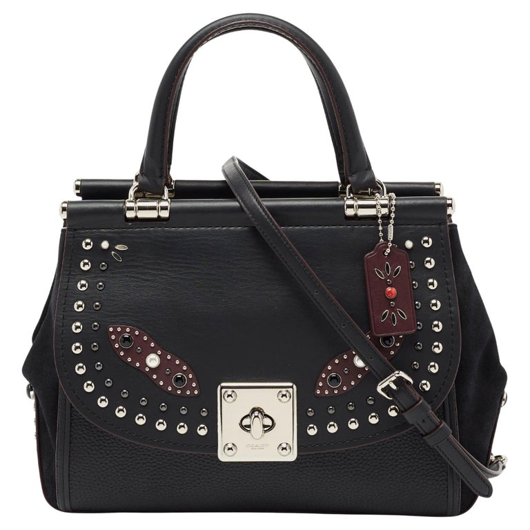 Coach Black Leather And Suede Embellished Carryall Drifter Satchel For ...