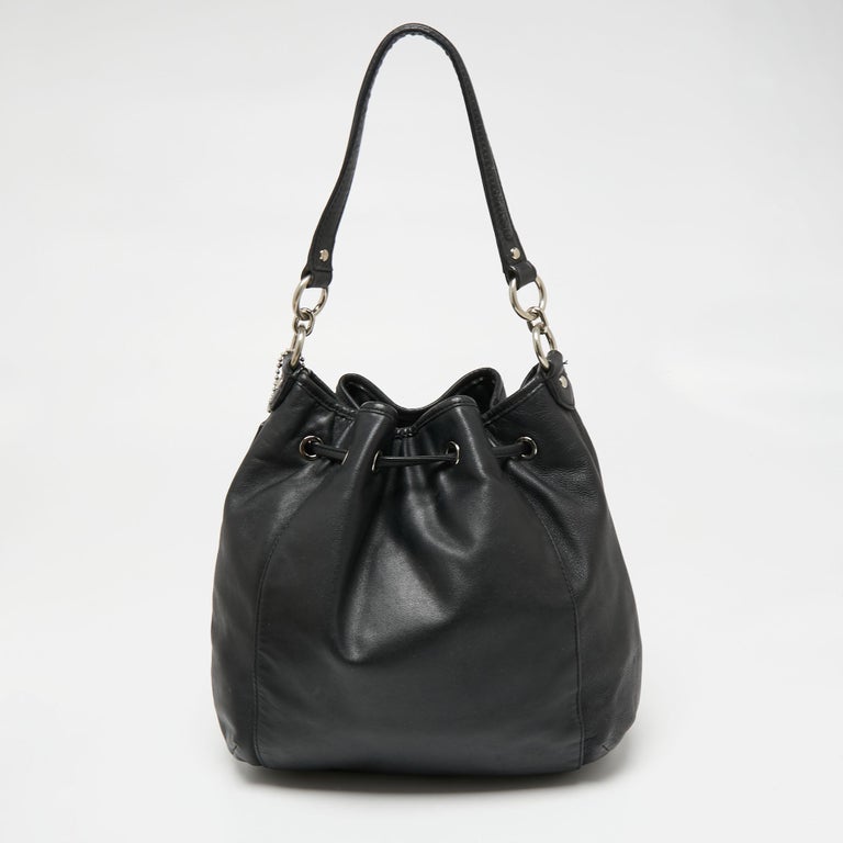 Coach Black Leather Daisy Drawstring Crossbody Bag For Sale at 1stDibs