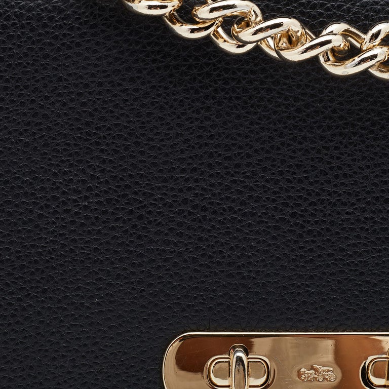 Coach Black Leather Swagger Shoulder Bag For Sale at 1stDibs