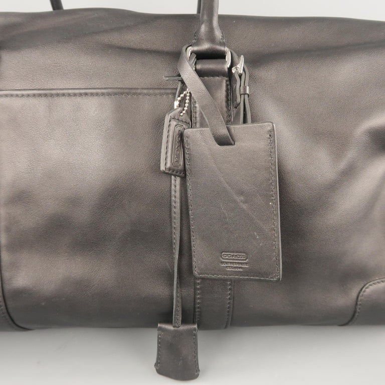 COACH Black Leather Top Lock Zip Travel Duffel Bag at 1stDibs
