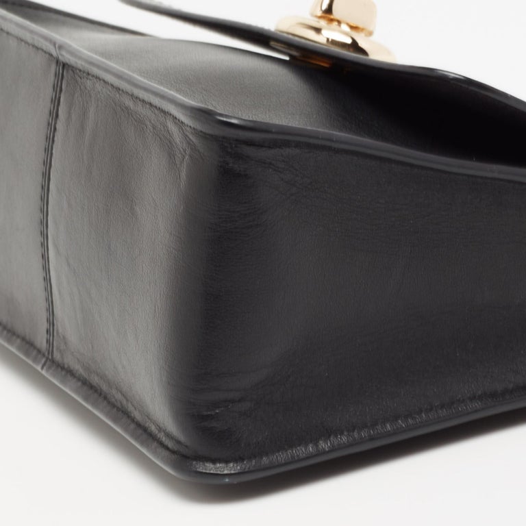 Coach Black Leather Turnlock Chain Crossbody Bag For Sale at 1stDibs