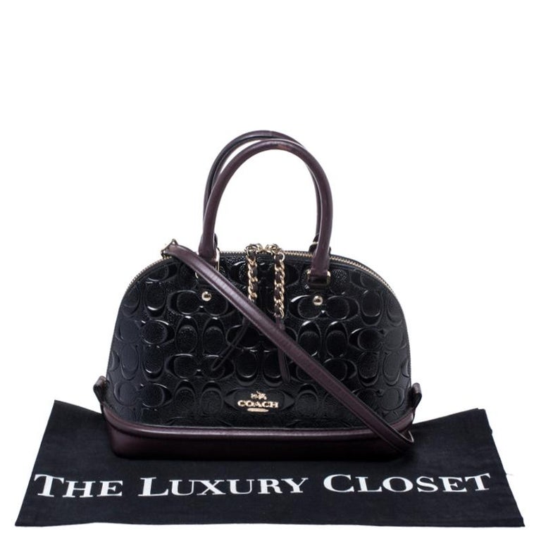 Coach Black/Maroon Patent Leather Sierra Satchel For Sale at 1stDibs