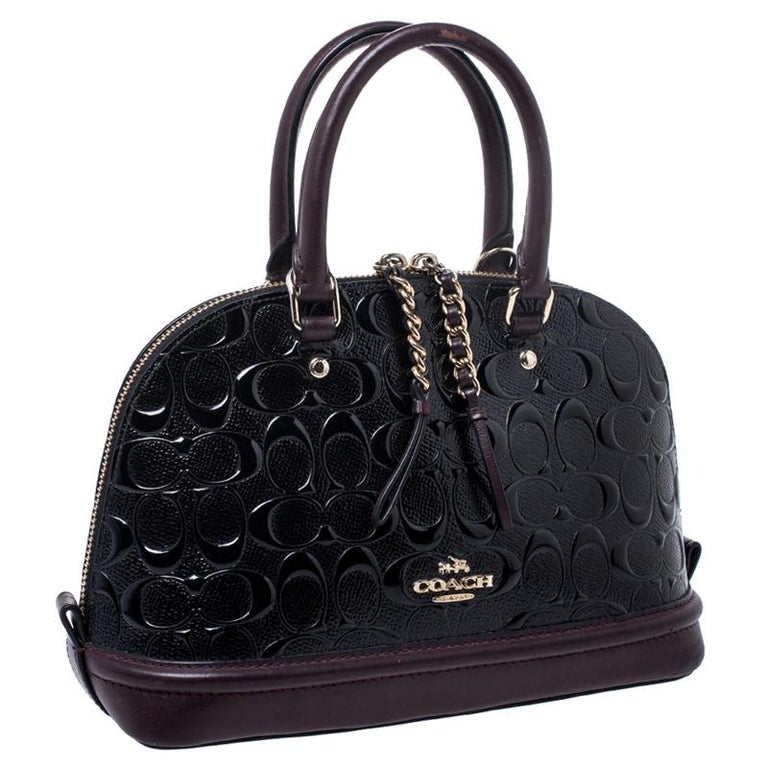 Coach Black/Maroon Patent Leather Sierra Satchel For Sale at 1stDibs