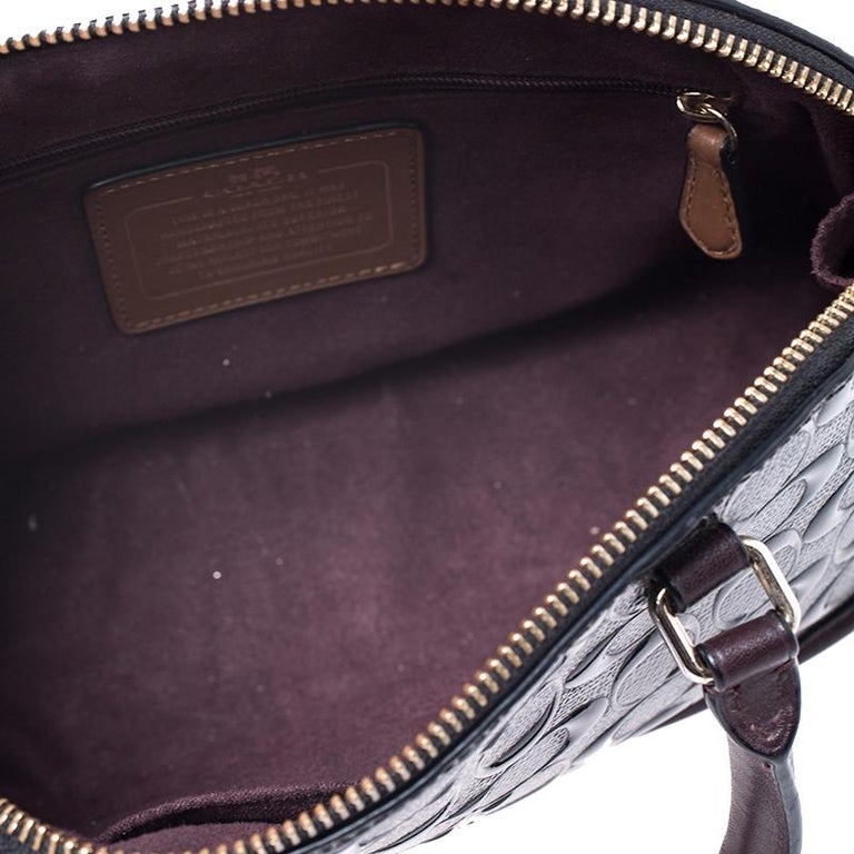 Coach Black/Maroon Patent Leather Sierra Satchel For Sale at 1stDibs