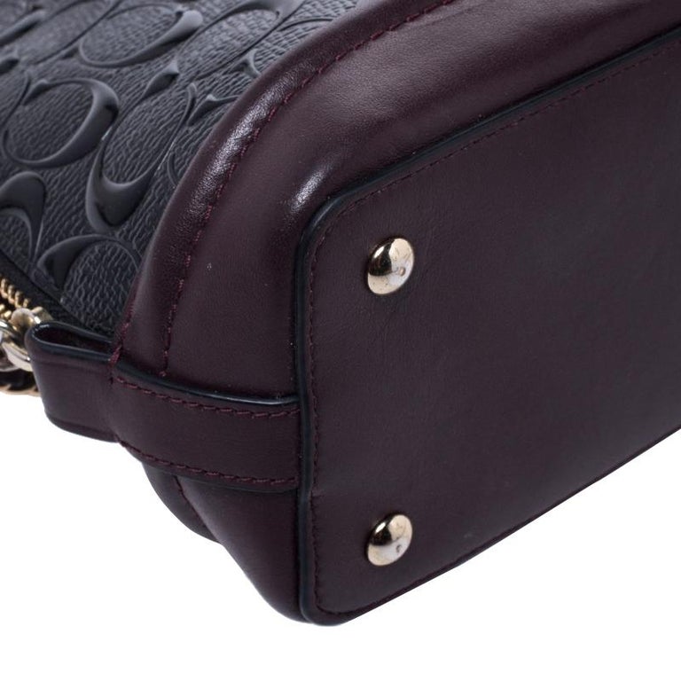 Coach Black/Maroon Patent Leather Sierra Satchel For Sale at 1stDibs