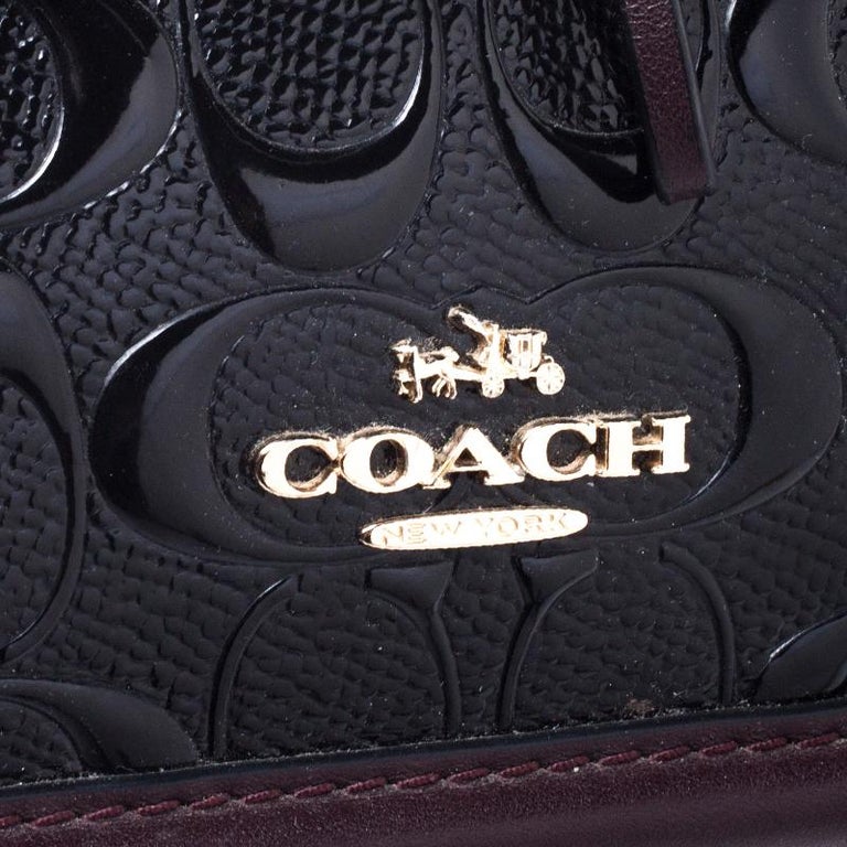 Coach Black/Maroon Patent Leather Sierra Satchel For Sale at 1stDibs