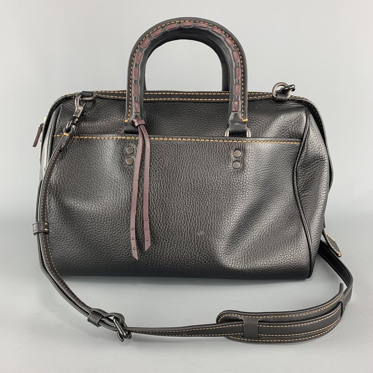 COACH Black Pebbled Leather Contrast Stitch Top Handles Bag at 1stDibs ...