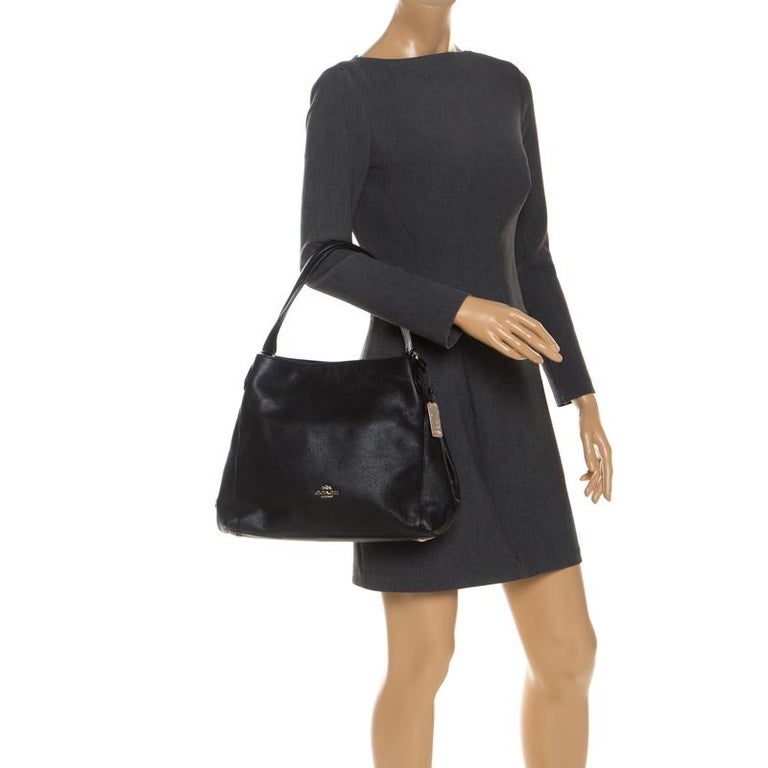 Coach Black Pebbled Leather Edie 31 Shoulder Bag For Sale at 1stDibs