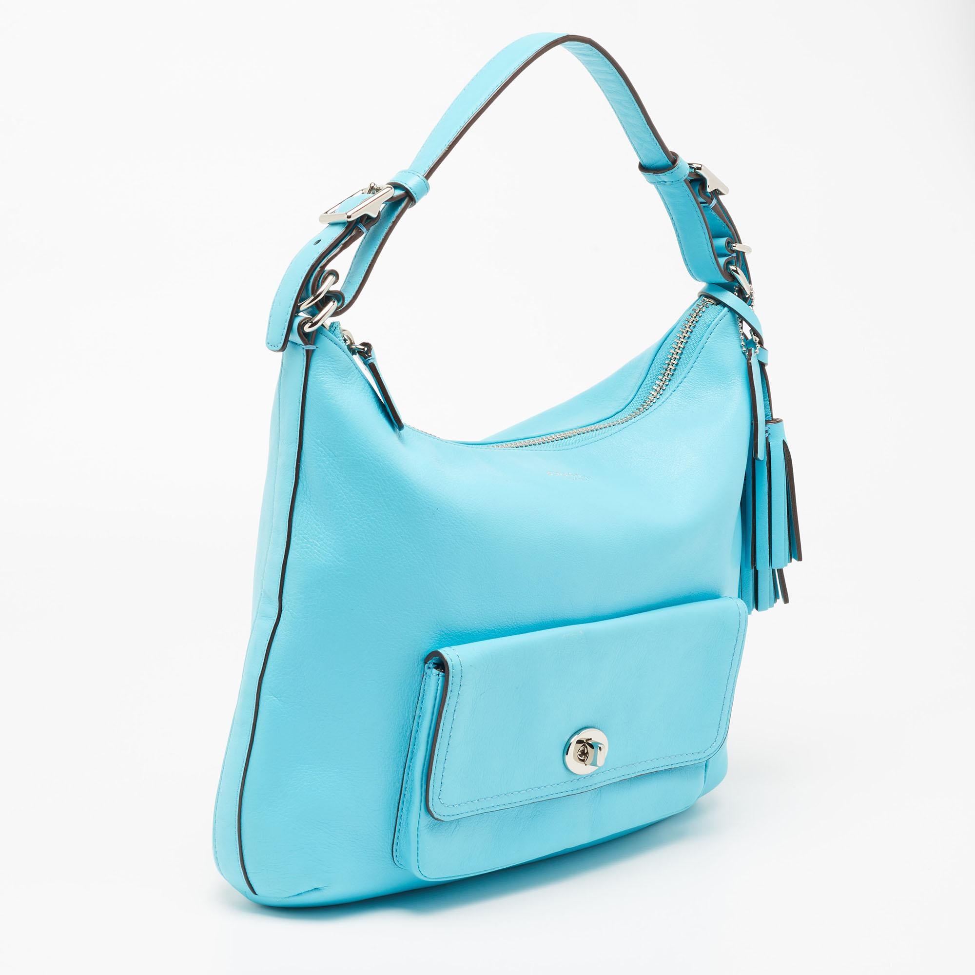 Coach Blue Leather Courtney Legacy Hobo at 1stDibs