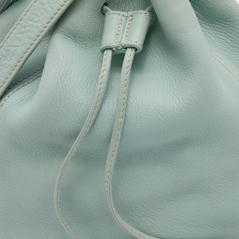Coach Blue Pebbled Leather Drawstring Bucket Bag For Sale at 1stDibs