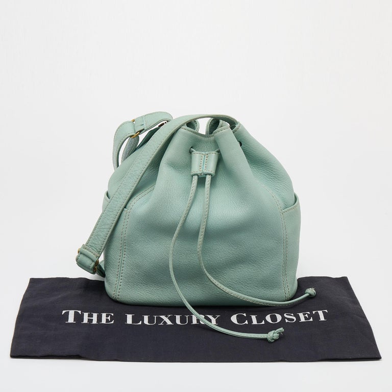 Coach Blue Pebbled Leather Drawstring Bucket Bag For Sale at 1stDibs