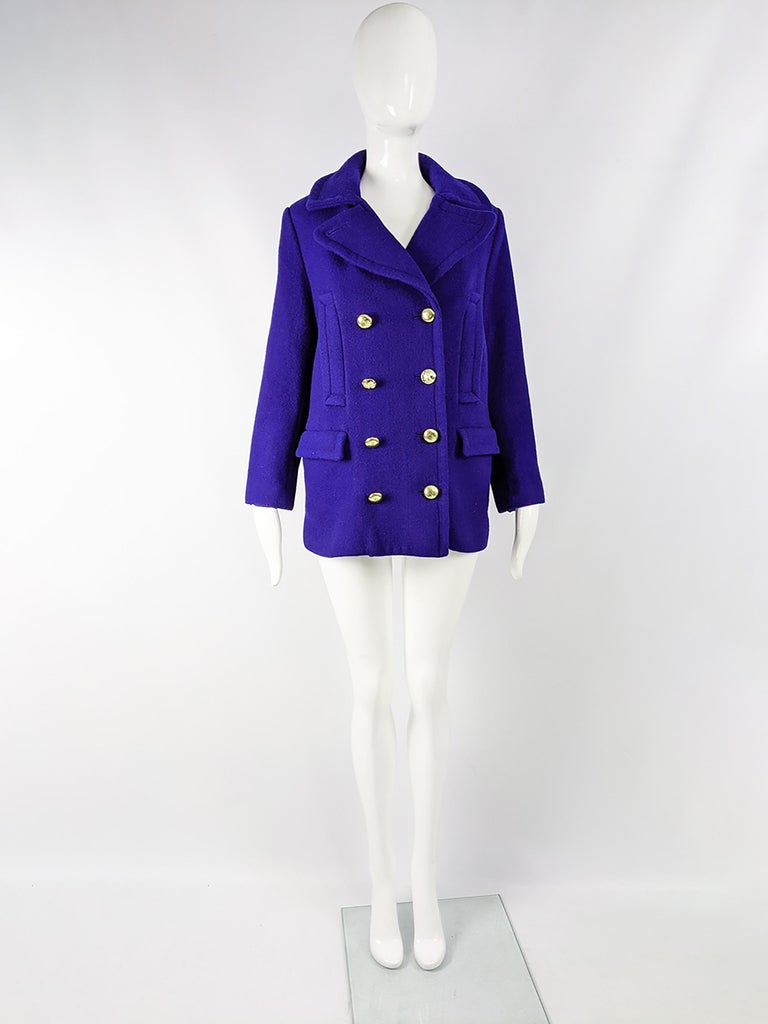 Coach Blue Wool Blend Womens Pea Coat For Sale at 1stDibs | womens navy ...
