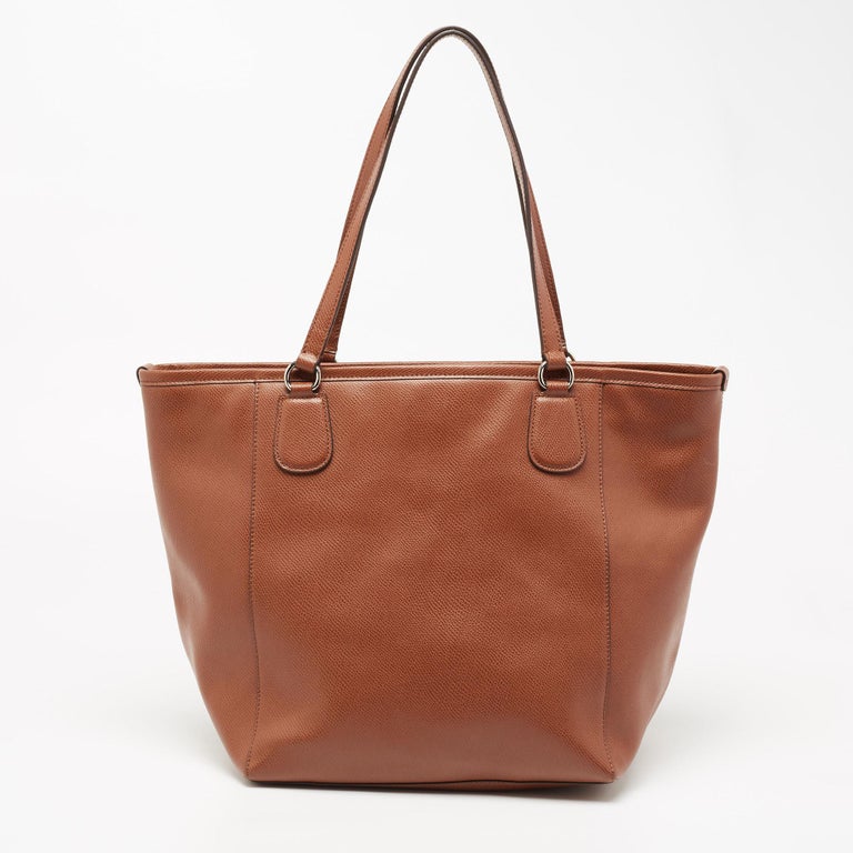Coach Brown/Neon Green Leather Taxi Tote at 1stDibs