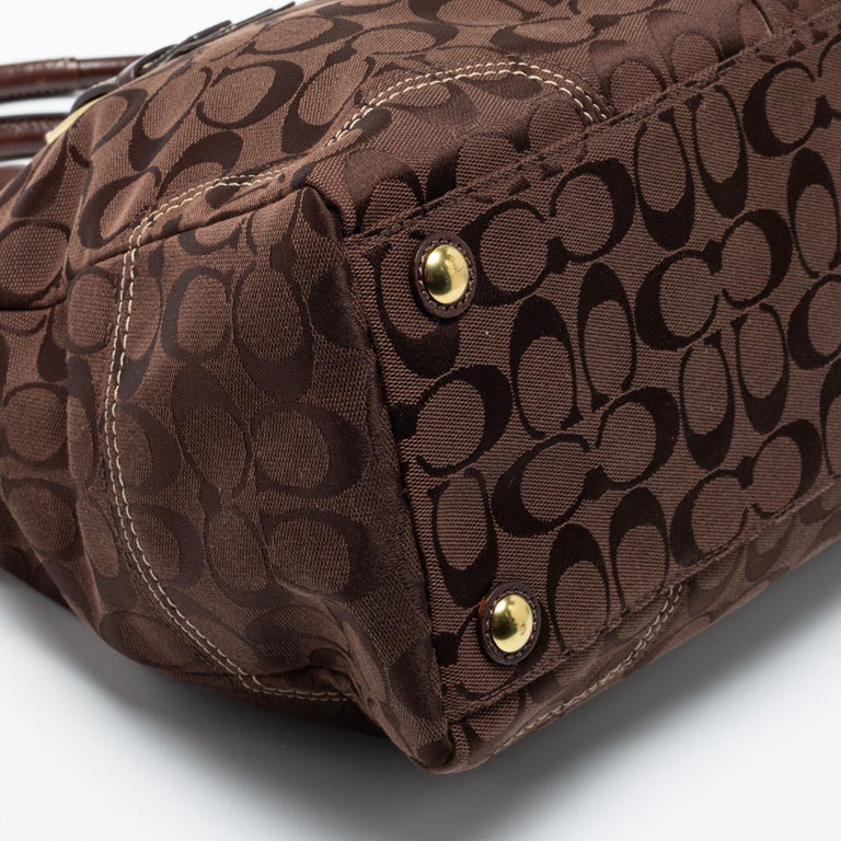 Coach Brown Signature Coated Canvas And Leather Holdall Boston Bag For ...