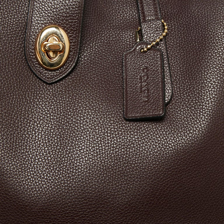 Coach Burgundy Leather Turnlock Charlie Carryall Tote For Sale at 1stDibs